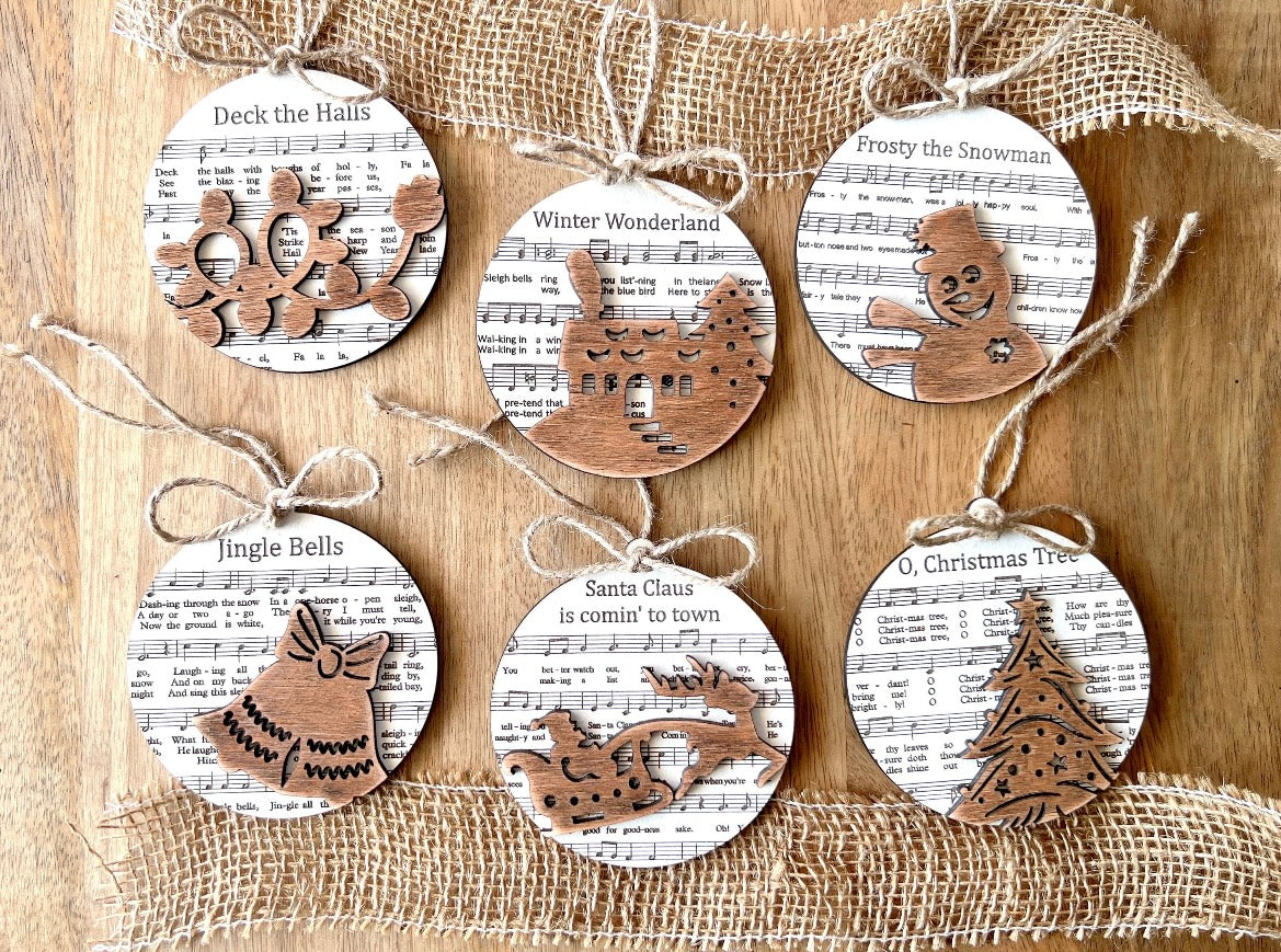 Layered Christmas Carol Sheet Music Ornament - 6 STYLES (1 Ornament ...
